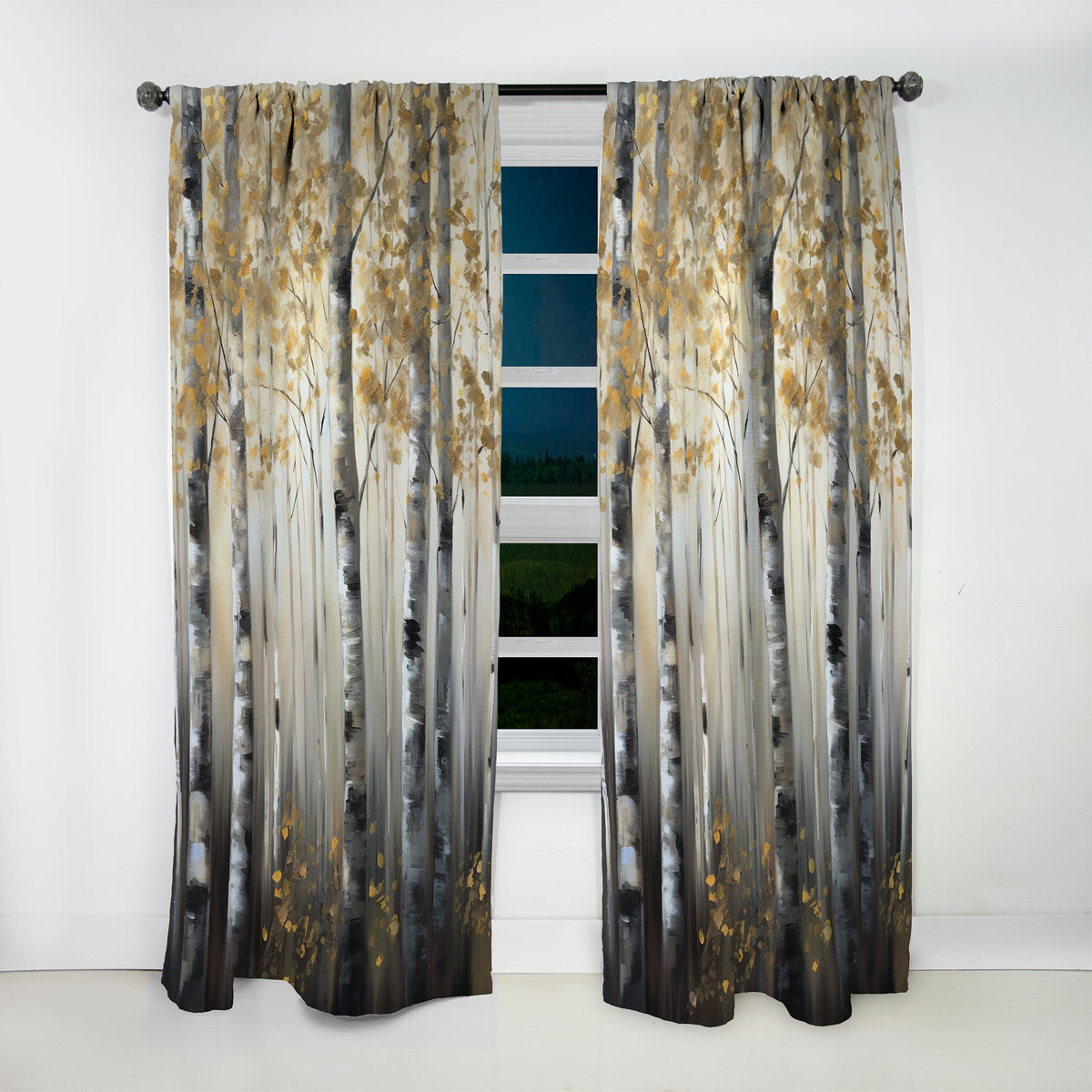 Design Art Birch Tree Forest Wonderland V - Tree Blackout Nature Curtain - 1 Panel | Wayfair